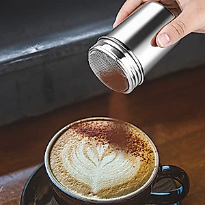 1Pcs Stainless Steel Powder Sugar Shaker Duster with Lid, Fine Mesh Shaker Powder Cans for baking soda Cocoa Cornstarch Coffee Flour ect