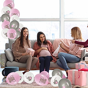 45Pcs Elephant Balloons - Elephant Baby Shower Decorations for Girl and Baby , Pink Elephant Theme Gender Reveal Party Birthday Party Supplies Indoor Outdoor Decor
