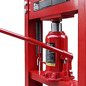 BIG RED ATY20011R Torin Steel H-Frame Hydraulic Garage/Shop Floor Press with Stamping Plates, 20 Ton (40,000 lb) Capacity, Red