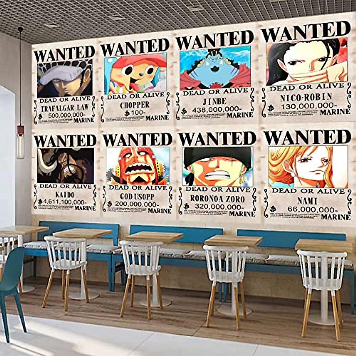 12pcs New Edition OP Pirates Wanted Posters, 16.6×11.7in Luffy 1.5 Billion, Straw Hat Pirates Crew with Pirate Flag Poster, Luffy Chopper Zoro Nami Usopp Sanji Jinbe Franky Brook Robin(High-End Version)