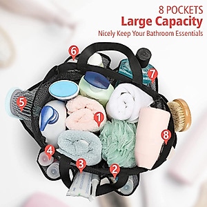 N-KONGJIAN Mesh Shower Caddy Basket for Bathroom, Beach, Swimming, Gym, Portable Shower Bag, Hanging Portable Toiletry Bag for Men and Women (Black)