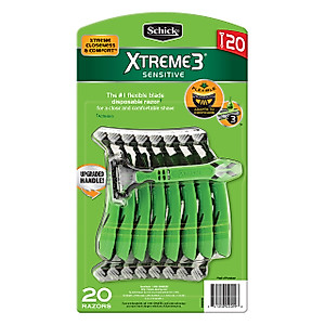 Schick Xtreme 3 Sensitive Skin Razors - Flexible Blades with Aloe Fights Razor Burn , 20 Count (Pack of 1)