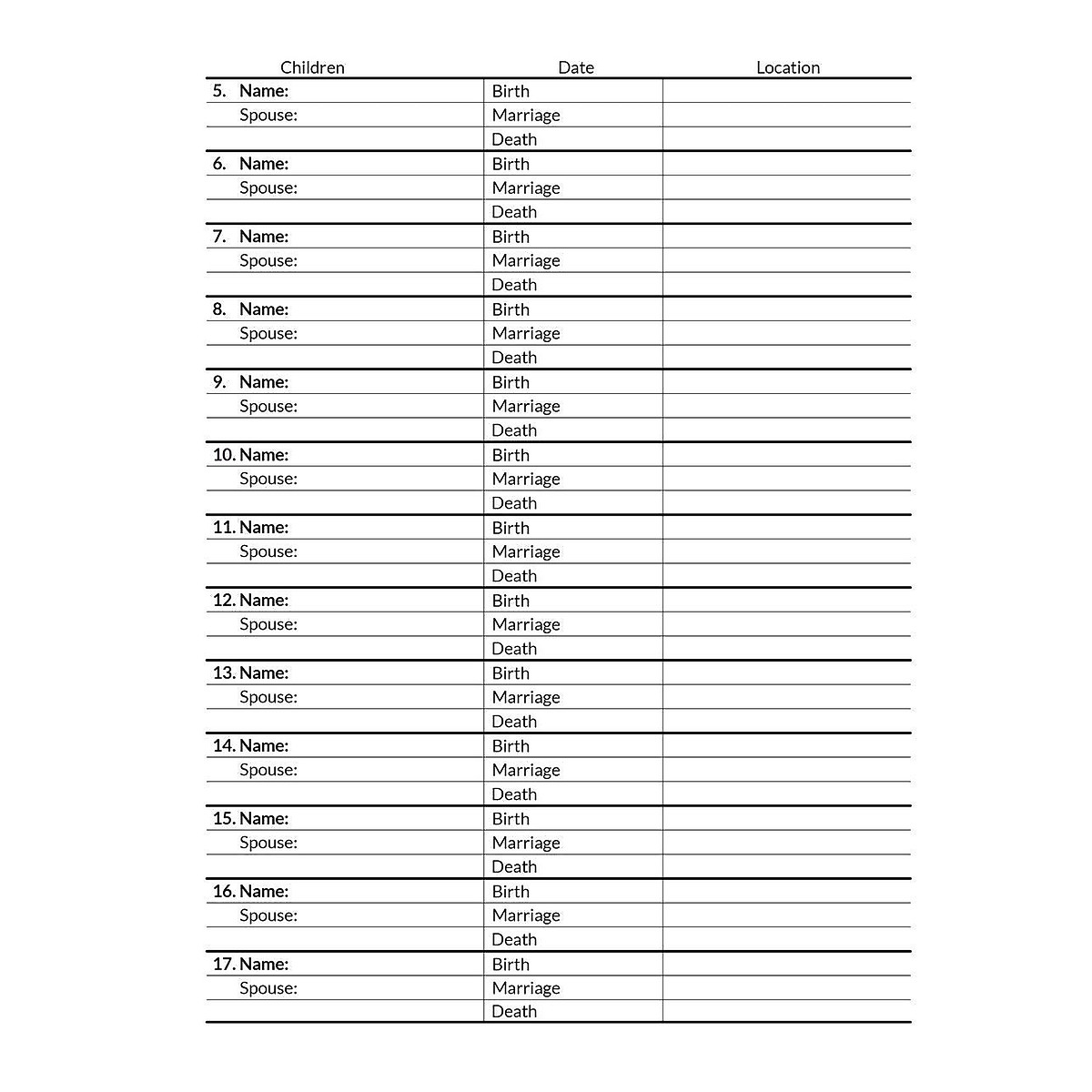 LARGE PRINT Two-Sided Family Group Sheets for Ancestry (30 Sheets) by EasyGenie | Archival-Quality Genealogy Forms