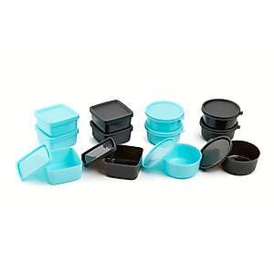 Core Kitchen Mini Condiment & Sauce Containers - Set of 12 - Aqua Blue and Slate