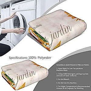 Vintage Grunge Yellow Sunflower Floral Throw Blankets Lightweight Plush Fuzzy Cozy Soft Bedding, Fleece Throw Blankets All Season for Sofa Couch Bed 50x60 inches