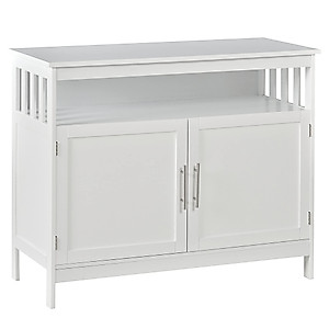 HOMCOM Sideboard Buffet Cabinet, Modern Kitchen Cabinet, Coffee Bar Cabinet with 2-Level Shelf and Open Compartment, White