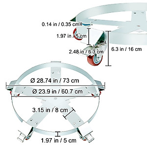 VEVOR 55 Gallon Heavy Duty Drum Dolly, 1250lbs Load Capacity, Barrel Dolly Cart Drum Caddy, Non Tipping Hand Truck Capacity Dollies with Steel Frame 5 Swivel Casters Wheel, for Warehouse Drum Handling