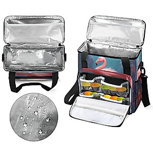 cfpolar Cute Pink Flamingo Flowers Coffee Maker Carrying Bag Case, Waterproof Coffee Maker Travel Storage Bag, Portable Coffee Machine Case Organizer Tote Bag, for Single Serve Coffee Maker