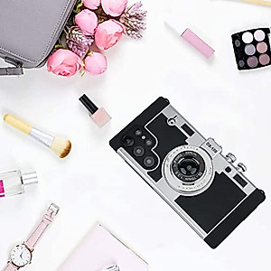 Awsaccy Emily in Paris Phone Case for Samsung Galaxy S22 Ultra 5G 6.8 Inch Camera Case Vintage Cover Cute 3D Cool Unique Design Silicone Case with Removable Neck Strap Lanyard for Girls Women Black