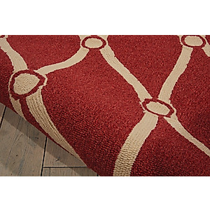Nourison Portico Indoor/Outdoor Red 8' x 10'6" Area-Rug, Easy-Cleaning, Non Shedding, Bed Room, Living Room, Dining Room, Backyard, Deck, Patio (8x11)