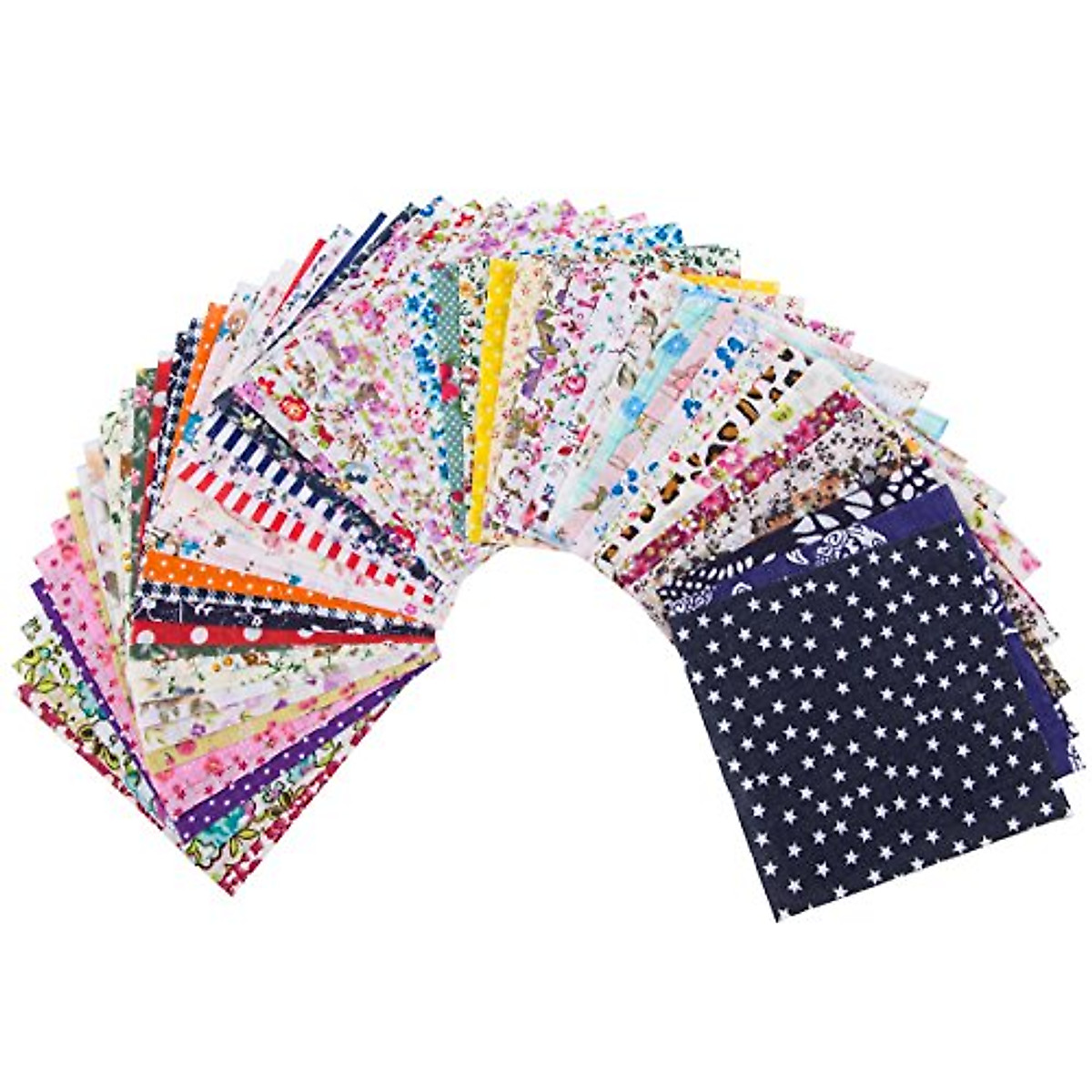 Penta Angel 4 x 4 Inch/10 x 10cm 100 Pieces Assorted Pre-Cut Printing Cotton Cloth Square Bundle Quilt Craft Fabric Patchwork DIY Sewing Scrapbooking Quilting Dot Pattern (100 pcs)