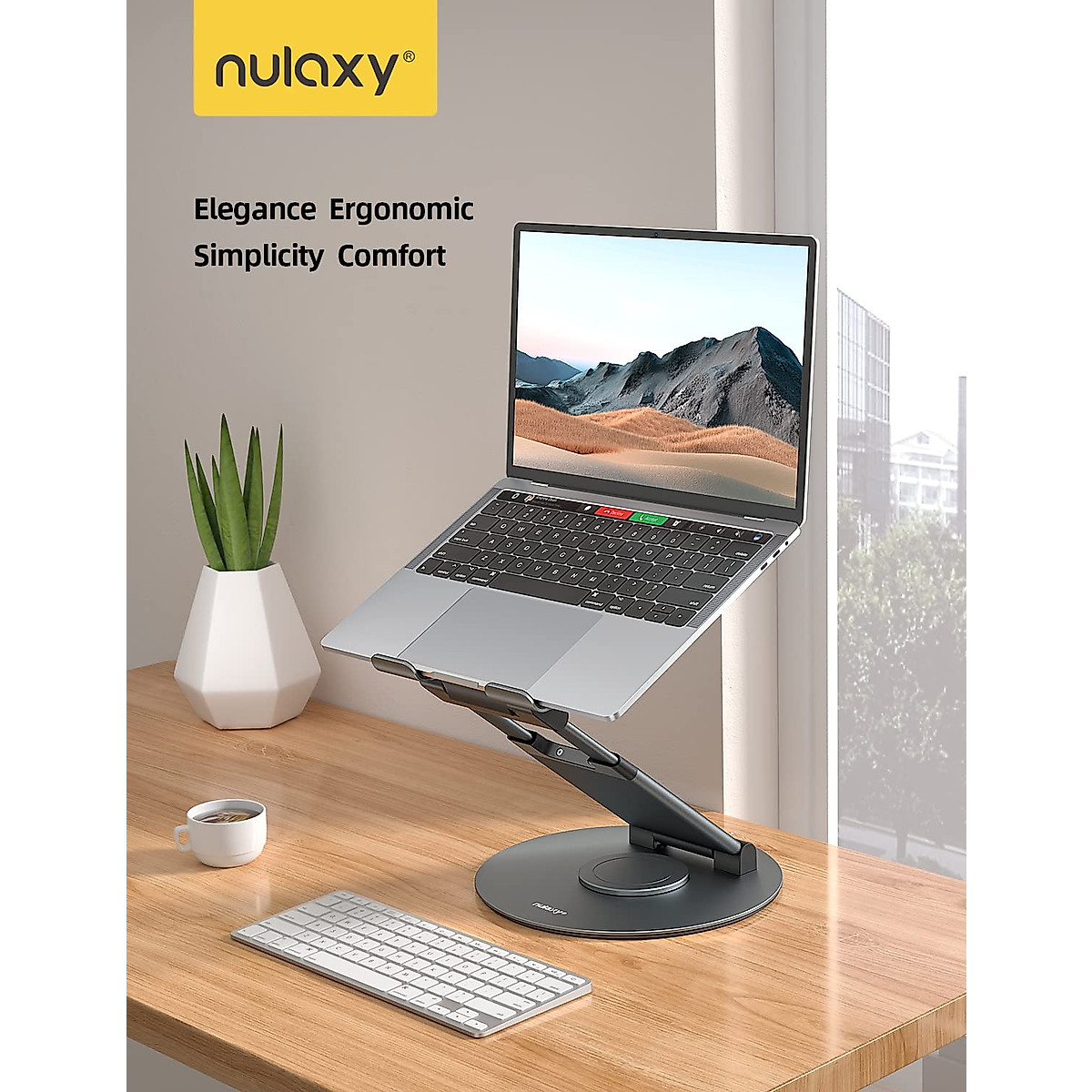 Nulaxy Telescopic 360 Rotating Laptop Stand for Desk Adjustable Height Swivel Pull Out Design Ergonomic Laptop Riser Fits All MacBook, Laptops - LS18
