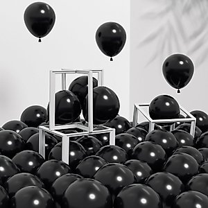 Awenztech 120pcs 5 inch Black Balloons, small Black Latex Balloons for Graduation Halloween Birthday Party Decorations