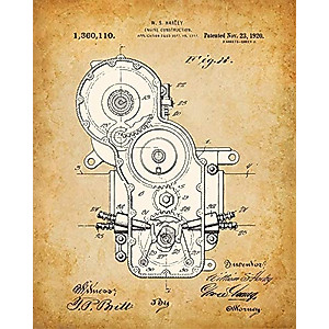 Original Harley Davidson Motorcycle Patent Wall Art Prints - Set of Four Photos (8x10) Unframed Posters - Great Home Decor and Gift for Men and Women Under $15 for Hog Riders