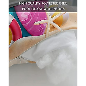 Recliner Head Pillow Ledge Loungers Chair Pillows with Insert Summer Beach Surfboard Aqua Wood Grain Lumbar Pillow with Adjustable Strap Outdoor Waterproof Patio Pillows for Beach Pool Chair, 2 PCS