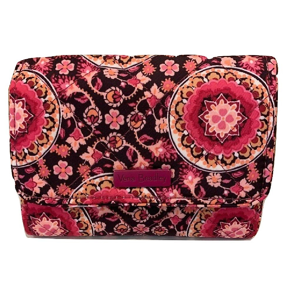 Vera Bradley Iconic RFID Riley Compact Wallet in Raspberry Medallion Performance Twill