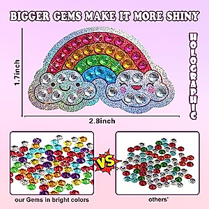 48pcs Diamond Painting Stickers, Art and Crafts Big Gem Art Set for Kids Ages 4-6 6-8 8-12 Boy Girls 5D Sparkle Dot Suncatcher Kit Toys Gift for Birthday Party Halloween Christmas Goodie Bag Fillers