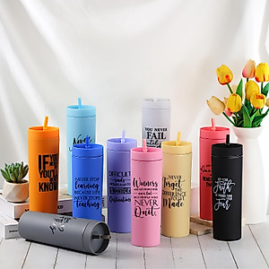 Tioncy 10 Pcs Employee Appreciation Gifts Bulk Thank You Gift 16oz Matte Inspirational Skinny Tumbler with Lid and Straw Christmas Appreciation Team Gifts for Coworker Teacher(Charming)