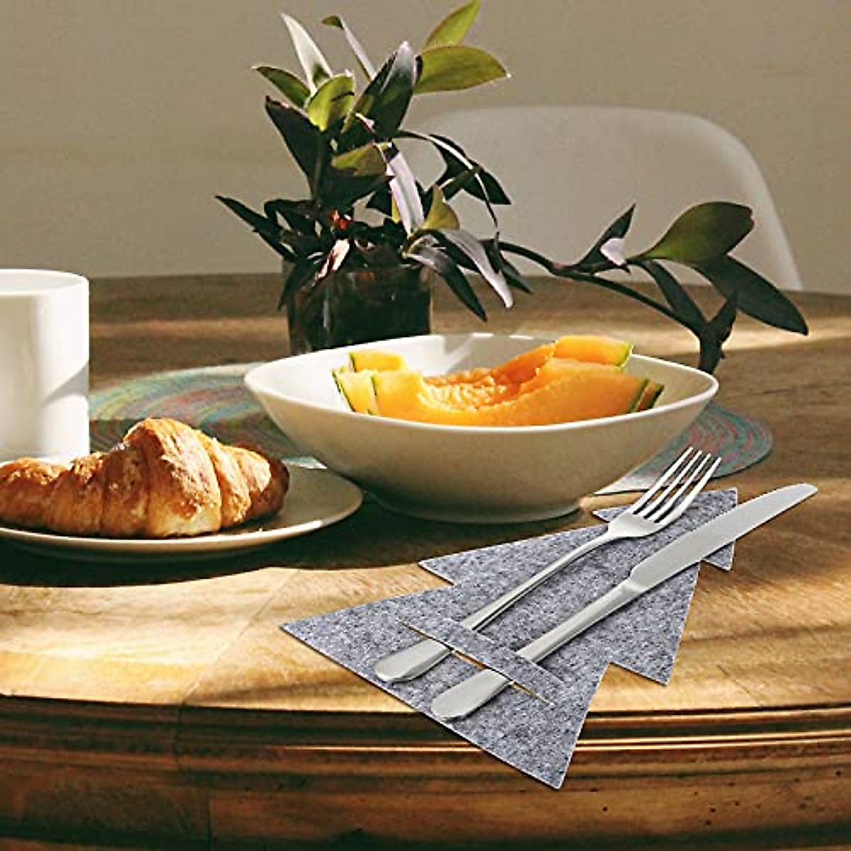 8Pcs Christmas Tree Design Cutlery Bag Home Tableware Cover Table Decor Grey Decor for Celebration Party