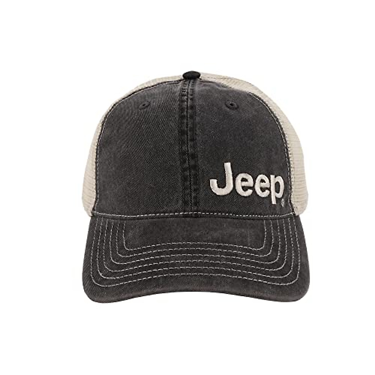 Jeep Garment Washed Trucker Hat - Black