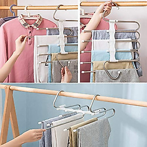2 Pack Trouser Hanger Space Saving 5 in 1 Stainless Steel Magic Trousers Hanger