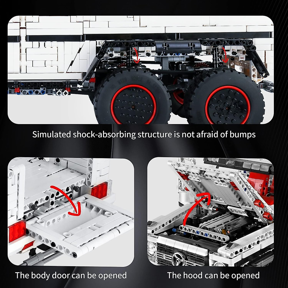 Mould King 13061 Off-Road Pickup Trucks Building Kits Toy, 6x6 MOC Building Blocks Model Off-Road Vehicle with Motor/APP Remote Control, Gift for Kids Age 8+/Adult Enthusiasts(3686 Pieces)