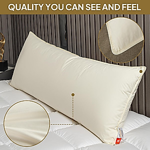 Goose Down Body Pillow Firm Body Pillows for Adults Large Long Hugging Pillow Insert for Side Sleepers, Breathable Full Body Pillow for Bed Sleeping with 100% Organic Cotton Downproof Shell