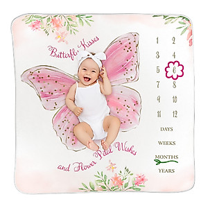 Lillian Rose Butterfly Baby Milestone Blanket Frames, Pink