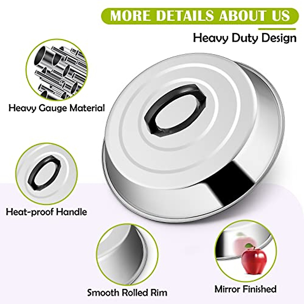 12 Inch Cheese Melting Dome Set of 2, Joyfair Basting Cover for Griddle Grilling, Outdoor Camping/Flat Top Teppanyaki, Stainless Steel Lids with Heat-Proof Handle, Heavy Duty & Dishwasher Safe