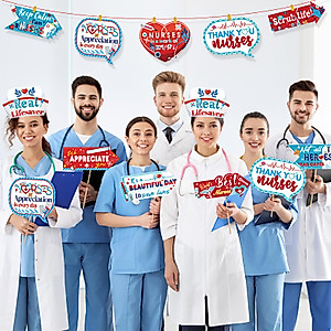 HOWAF 20 Pieces Nurse Appreciation Week Party Yard Signs, Thank You Nurses Party Decorations Yard Welcome Sign for RN Graduation Party, Happy National Nurses Week Party Supplies for Indoor Outdoor