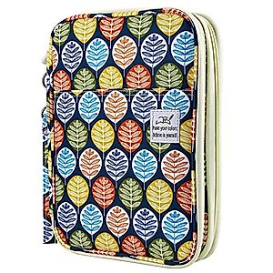 YOUSHARES 192 Slots Colored Pencil Case, Large Capacity Pencil Holder Pen Organizer Bag with Zipper for Prismacolor Watercolor Coloring Pencils, Gel Pens for Student & Artist (Colorful Leaves)