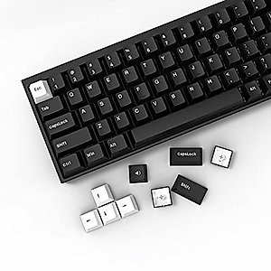 WOB Keycaps 168 Keys, Double Shot PBT Custom Keycap Set, Minimalist Style White on Black Cherry Profile Keyboard Keycaps for Cherry Gateron MX Switches Mechanical Keyboard