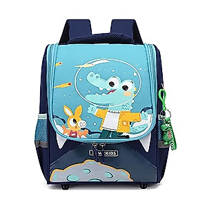 Qckarobe Toddler Backpack for Boys, Small Backpack for Little Kids, Kindergarten Backpack Preschool Bookbag for Boy 3-6, Lightweight Cute Crocodile Schoolbag Blue Children Travel Bag 12''