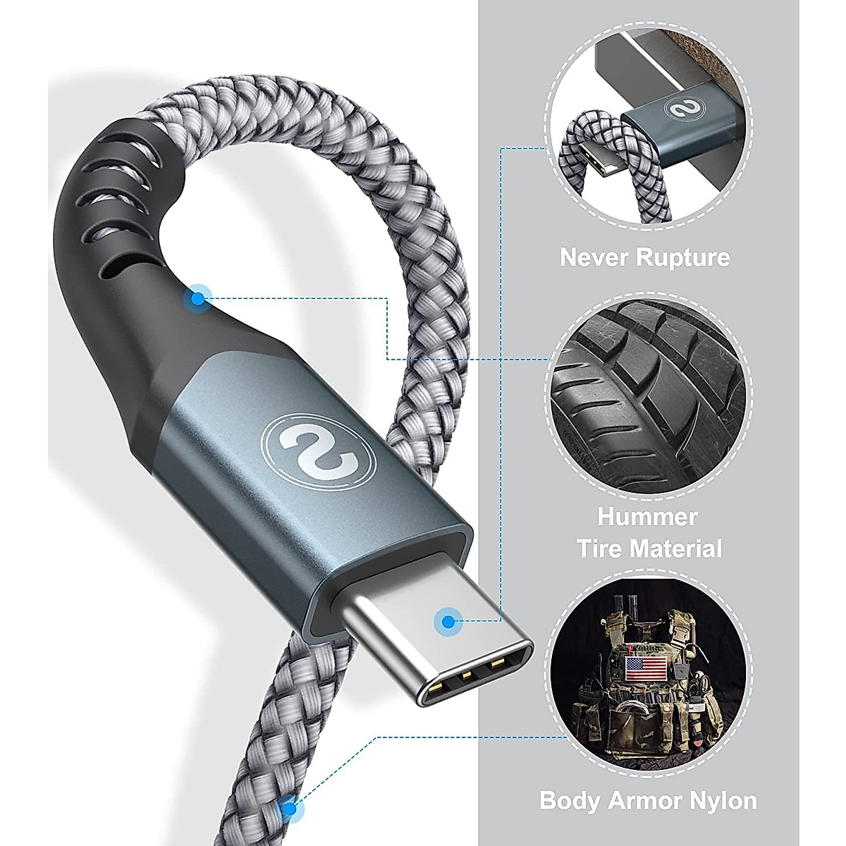 USB C to USB C Cable [2-Pack 6.6ft] PD 60W iPhone 16 Charger Nylon Braided Cord for iPhone 16 15 Pro Max Plus MacBook iPad Pro Air Mini Samsung S24 S23 S22 S21 S20 S10 Note 20 10 Flip LG Moto Pixel LG