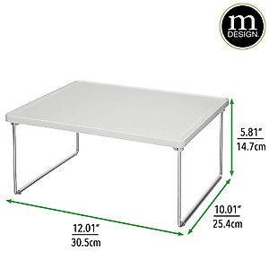 mDesign Metal Stacking Storage Organization for Shelves Inside Cabinets in Kitchen, Pantry, Cupboard, or Fridge/Freezer - Organizer Stand for Food, Plates, Bowls, Mugs, Ligne Collection - Stone Gray