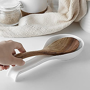 DOWAN 9.5" Ceramic Spoon Rest, White Spoon Rest for Stove Top, Spoon Holder for Stove Top, Kitchen Spoon Holder for Countertop, Set of 1