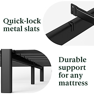 Bundle of Zinus Kai Bamboo and Metal Platform Bed Frame with Headboard / No Box Spring Needed / Easy Assembly, Twin + Zinus Memory Foam 5 Inch Bunk Bed / Trundle Bed / Day Bed / Twin Mattress, Blue