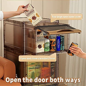 Lozovin Storage Drawers - Double Door Plastic Drawer Organizer with Built-in Locking Latch, 41.8Qt large Stackable Plastic Storage Drawer Container - 3 Pack