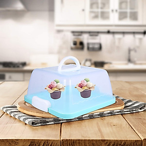 BESTOYARD Locking Cake Carrier Square Storage Container Stand for Cupcakes and Cakes with Collapsible Handles Blue,4RN9XLJITJ75218ZM915RAZF,25.5x20cm