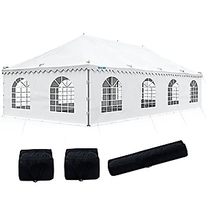 Quictent 20x40 Fire Retardant Pole Party Tents Heavy Duty PVC Vinly Pole Tent Wedding Party Canopy with Carry Bags