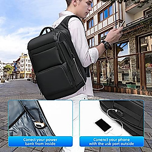 Eurcool Laptop Backpack for Men,Multifunction Business 15.6/17/17.3 inch Laptop Backpack,with USB Charging Port Waterproof Travel Bag, Black-07, Large