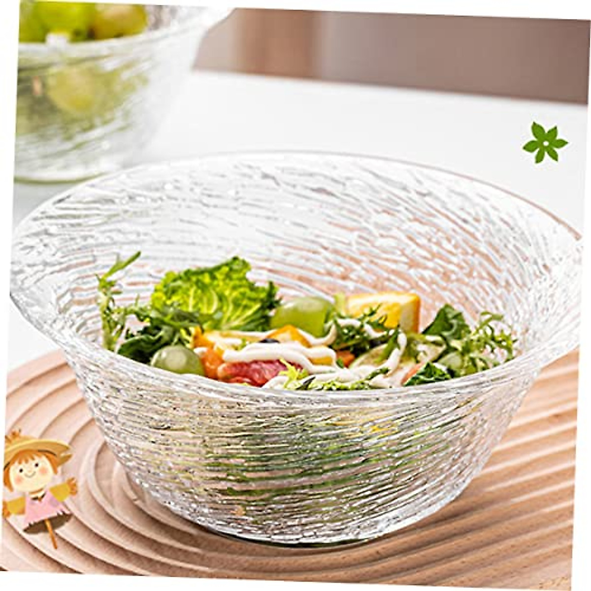 Alipis 2 Pcs Transparent Salad Bowl Old Fashioned Glass Vegetable Container Trifle Bowl Glass Pasta Crystal Serving Bowl Deep Soup Fruit Bowls Glass Bowl Simple Style Bowl Yogurt Bowl