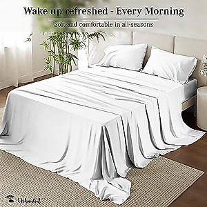 URBANHUT 400 TC Egyptian Cotton Sheets King Size, Sateen Weave Luxury Bedsheets for King Size Bed, 4 pc Bed Sheets Set, Cooling Sheets, with 16" Elasticized Deep Pockets, Hotel Sheets - White