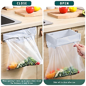 OneNine Wall-Mounted Foldable Trash Bag Holder, 2 PCS Wall Mounted Multifunctional Garbage Bag Holder, Portable Cabinet Rubbish Holder for Kitchen Bathroom Counter Toilet (White)