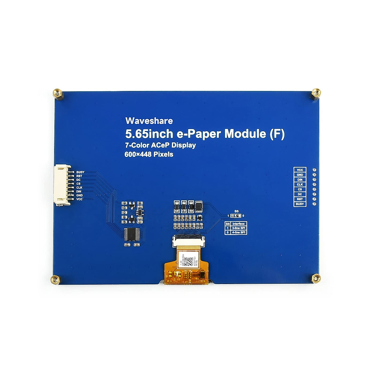 Waveshare 5.65inch Colorful E-Paper E-Ink Display Module Compatible with Raspberry Pi 4B/3B+/3B/2B/B+/A+/Zero/Zero W/WH/Zero 2W Series Boards 600×448 Pixels ACeP 7-Color