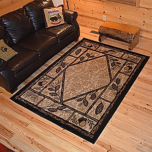 Rustic Lodge Wooded Pine Cone 8x10 Area Rug, 7'10x9'10