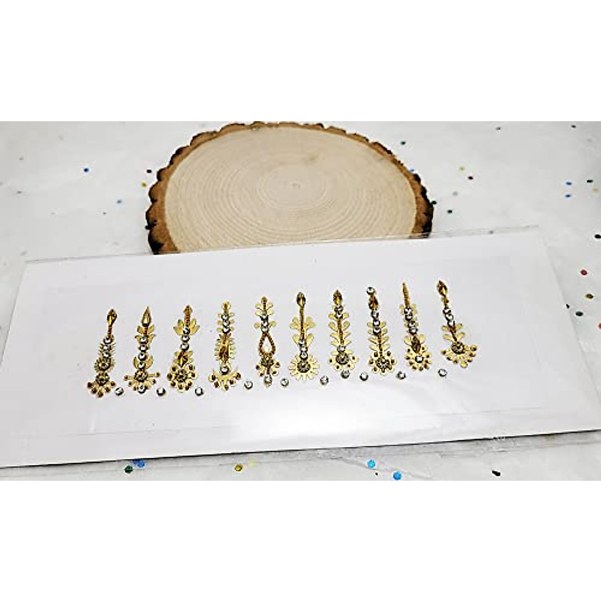 Angelic BINDI Set. Gold Face Gems Jewels. 10 Bindis and 9 Studs. Gift for Her.