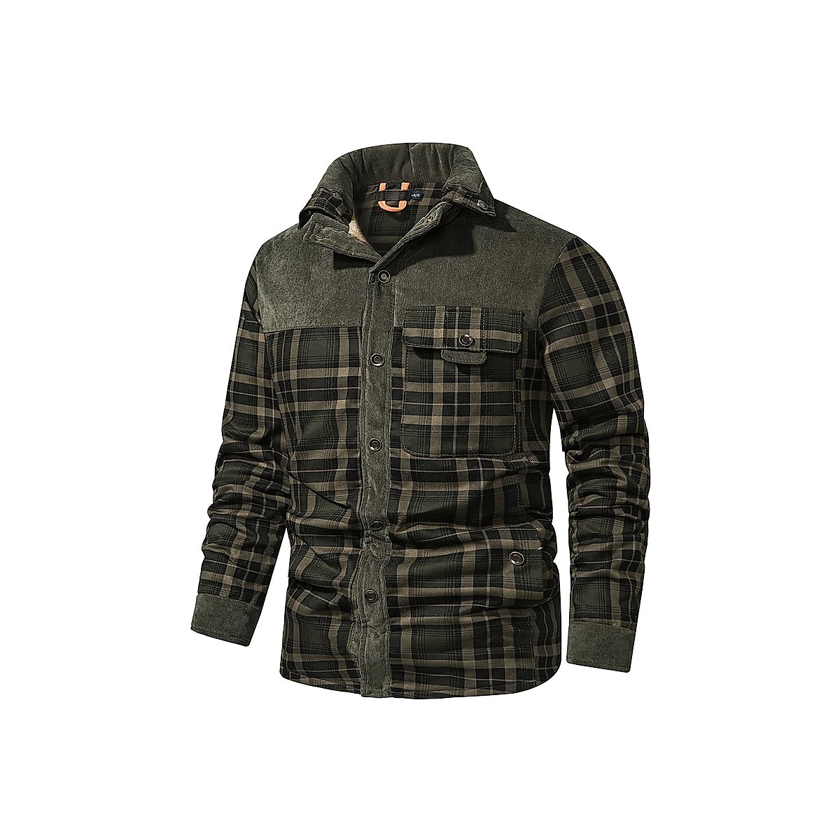 NEWHALL Men's Plaid Long sleeve flannel lined Buttoned Shirt, Winter Windproof and Warm Jacket S Dark Green