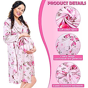 Mepase 5 Pcs Mommy and Me Robe Swaddle Headband Cap Set Including Maternity Robe Baby Swaddle Blanket Headband Hat for Mom and Baby (X-Large)