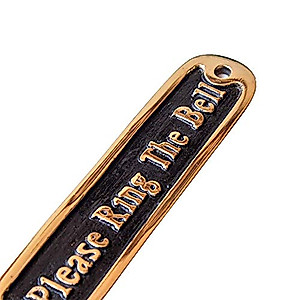 Calyron Brass Door Sign Casted Gold/Black Handmade Plaques Plate for House Home Decor Style Accessories Wall Mounted (12.5cm X 3.25cm) (Please Ring The Bell)